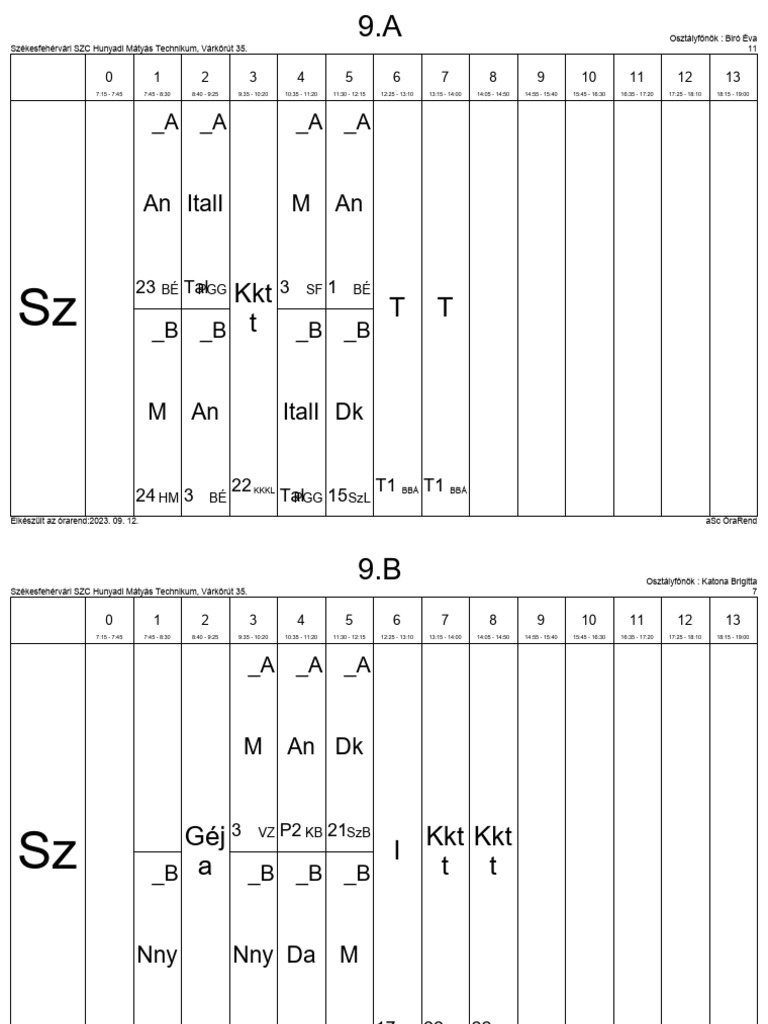 Orarend o Szerda 8e37707e40 | PDF