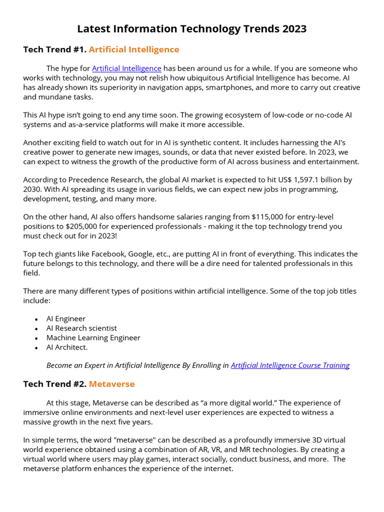Latest Information Technology Trends 2023 | PDF | Internet Of Things ...