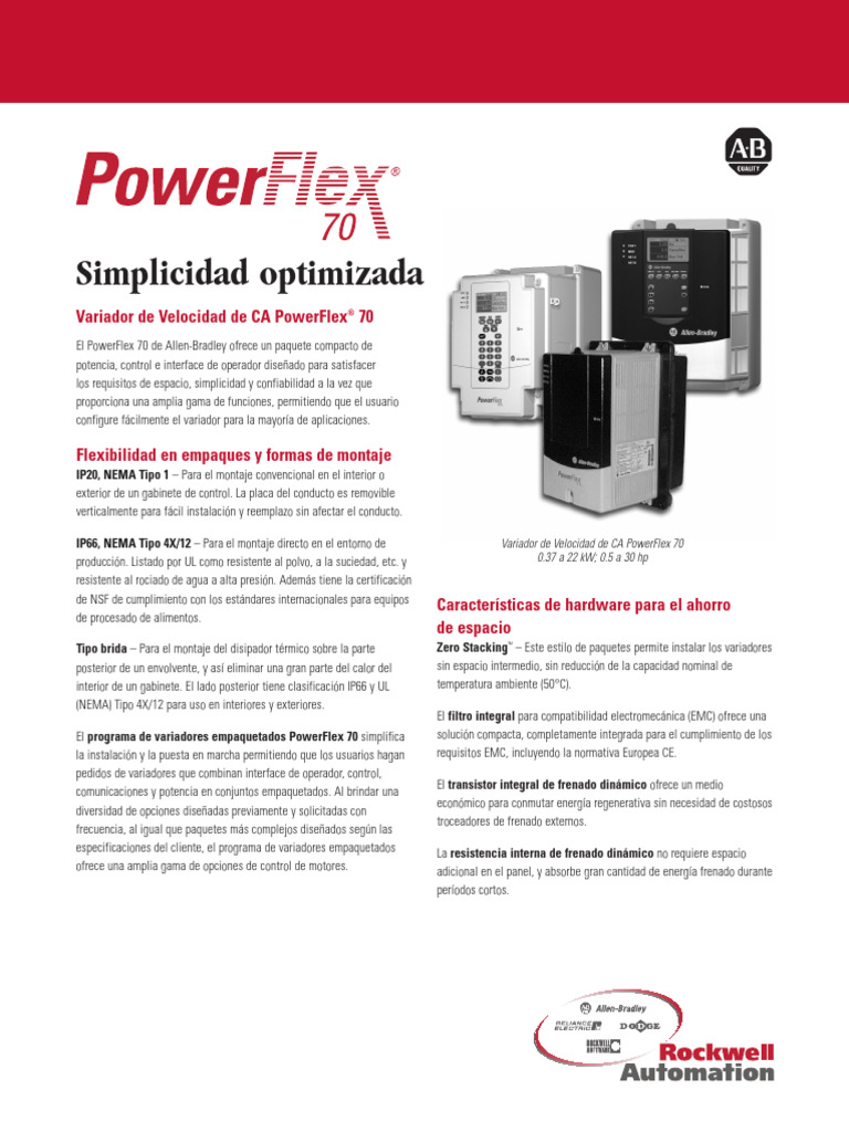 Simplicidad Optimizada: Variador de Velocidad de Ca Powerflex 70 | PDF ...
