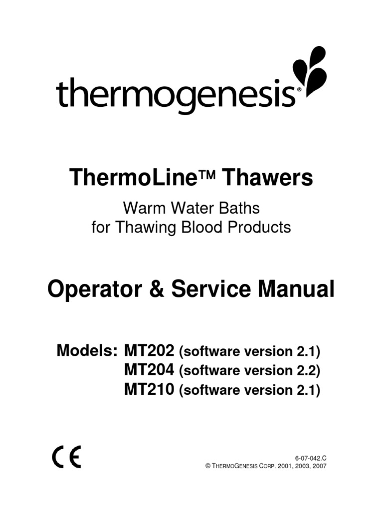 ThermoGenesis Thermoline Plasma Thawers Manual MT204 | PDF | Trademark ...