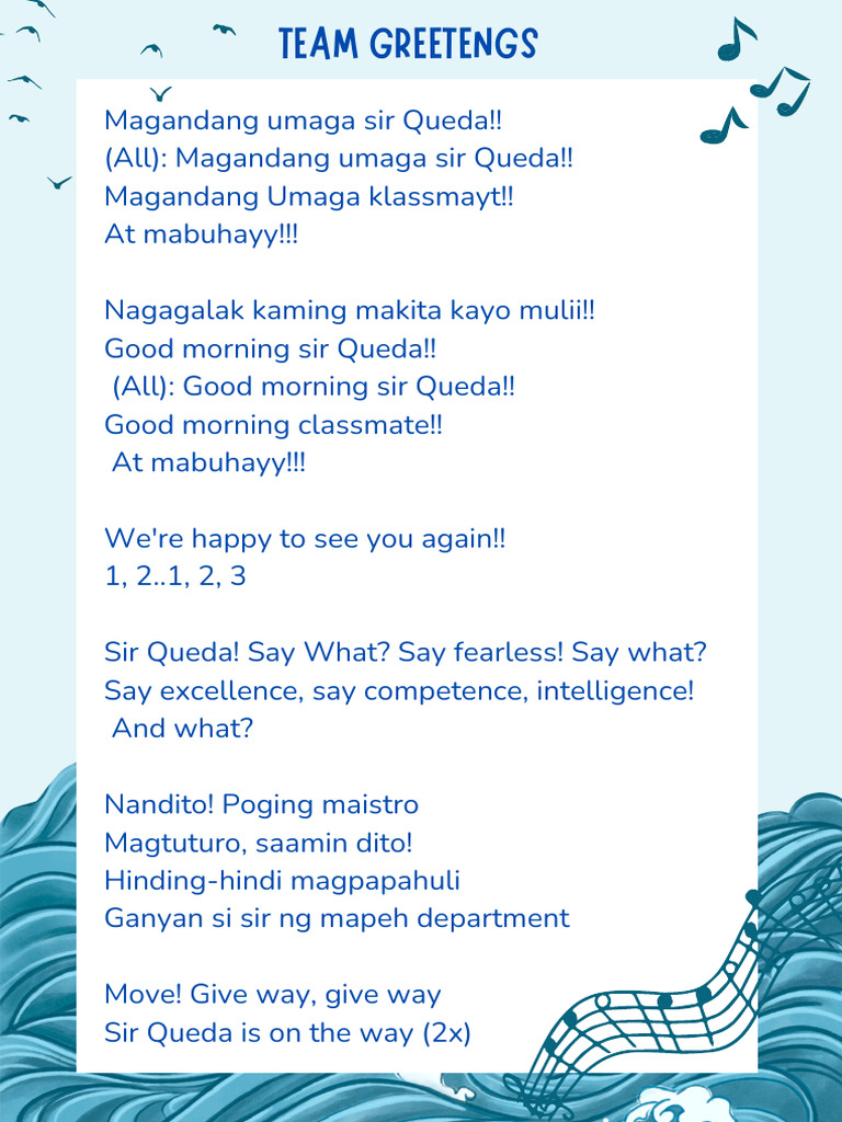 Greetings/Chant MAPEH | PDF