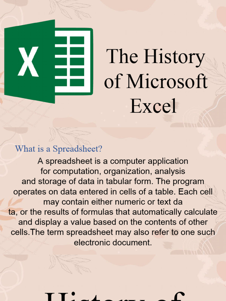 History of MS EXCEL | PDF | Microsoft Excel | Spreadsheet