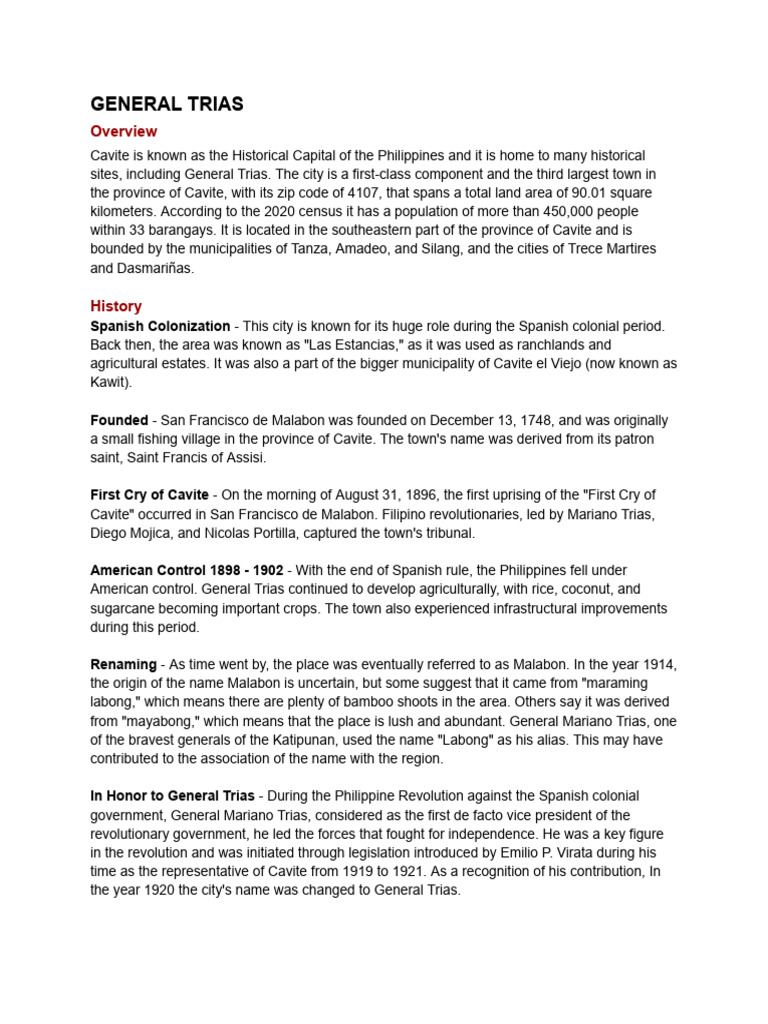 Group 3 - General Trias | PDF | Philippines