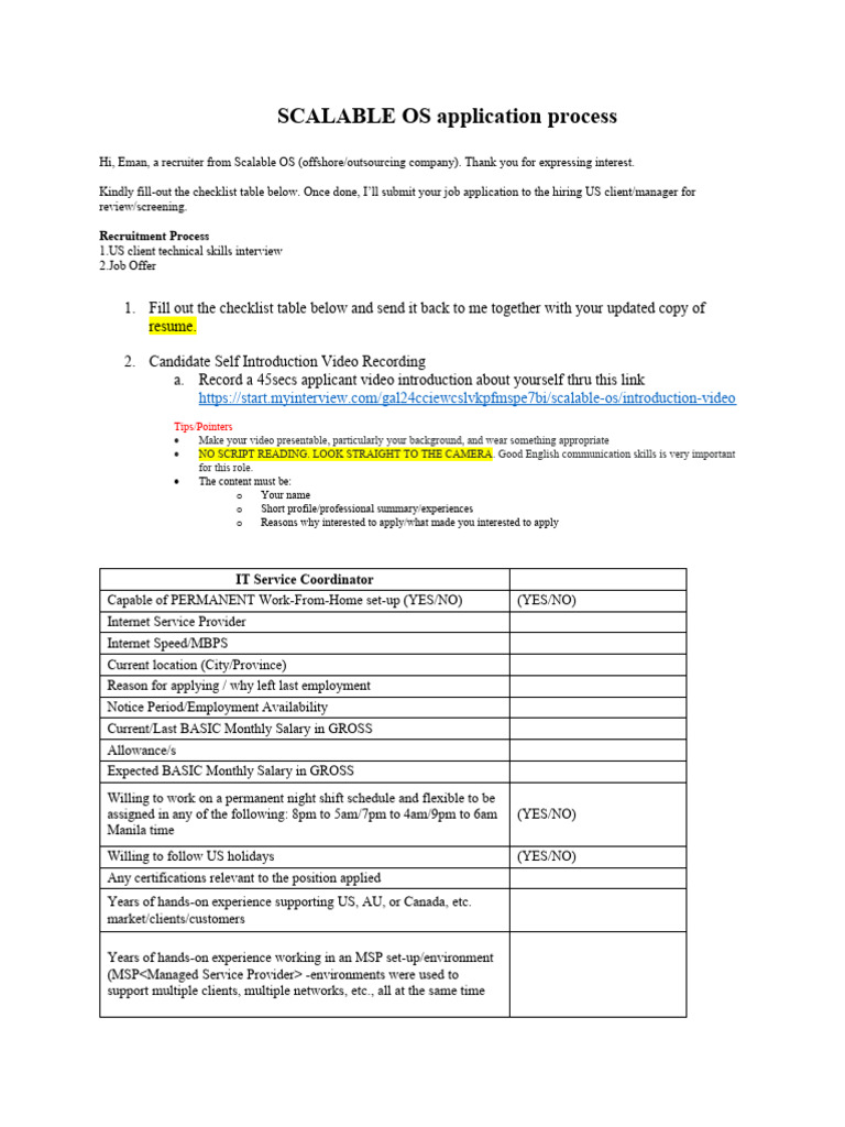 Scalable OS Application Process - Task - ITSVCCAGIO | PDF | Outsourcing ...
