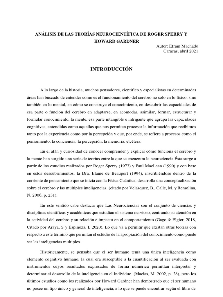 Inteligencias Múltiples de Gardner | PDF | Hemisferio cerebral ...