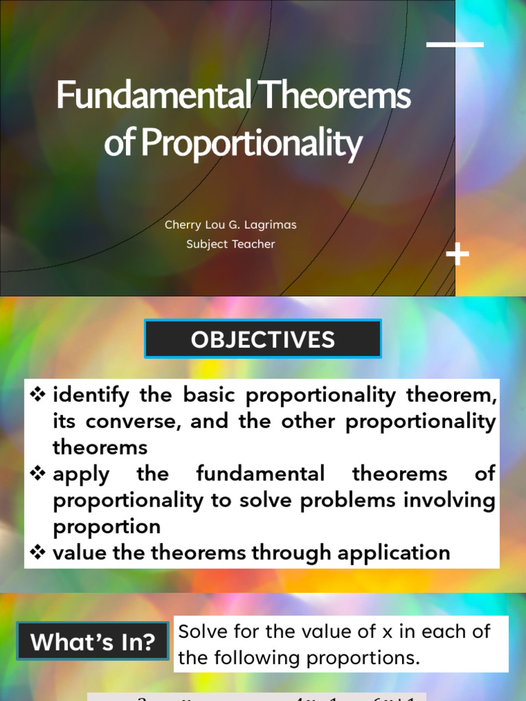 Fundamental Theorems of Proportionality | PDF | Triangle | Mathematical ...