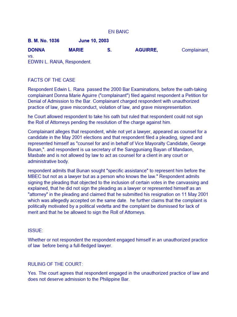 Aguirre V Rana | PDF | Lawyer | Pleading