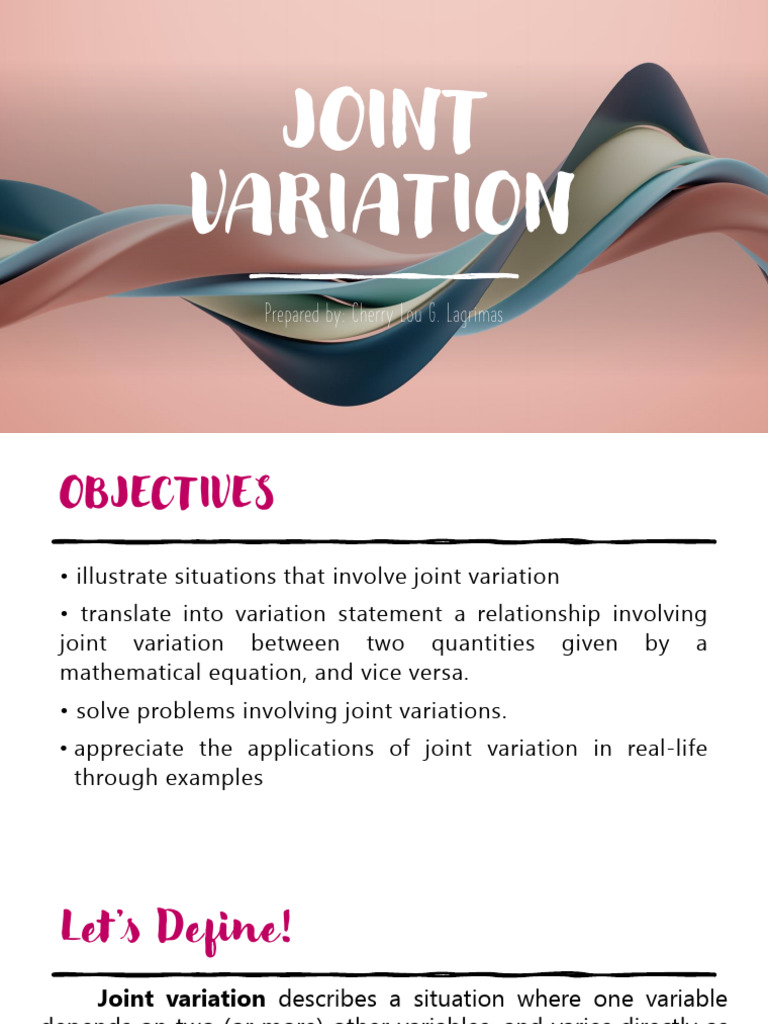 Joint Variation Concepts & Problems | PDF | Teaching Methods & Materials