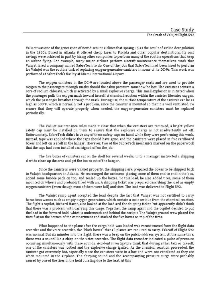 CasestudyThe Crash of ValuJet Flight 592 | PDF | Transport | Aircraft