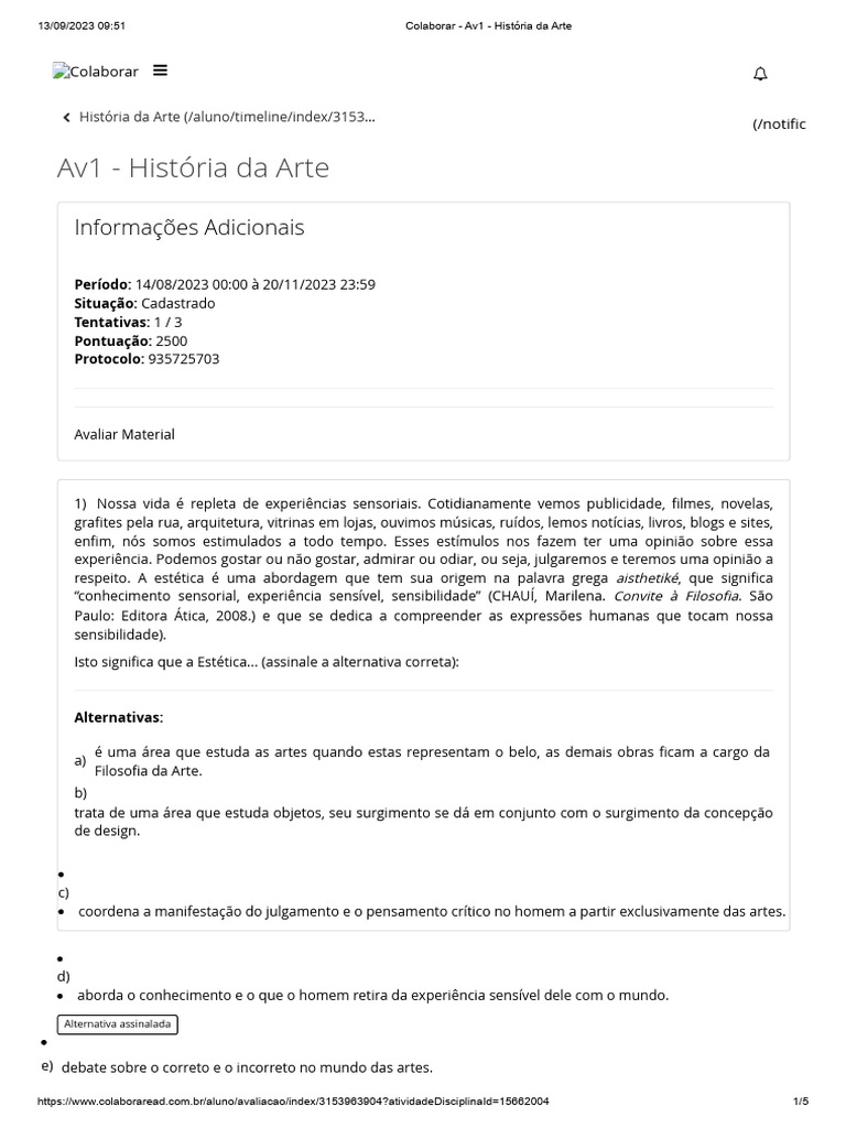 Colaborar - Av1 - História Da Arte | PDF | Estética | Renascimento