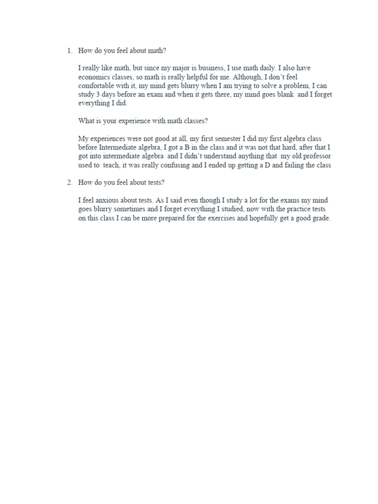 How Do You Feel About Math | PDF