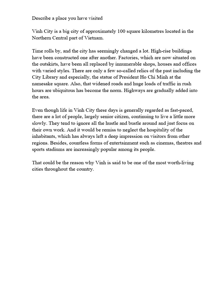 Describe A Place You Have Visited | PDF