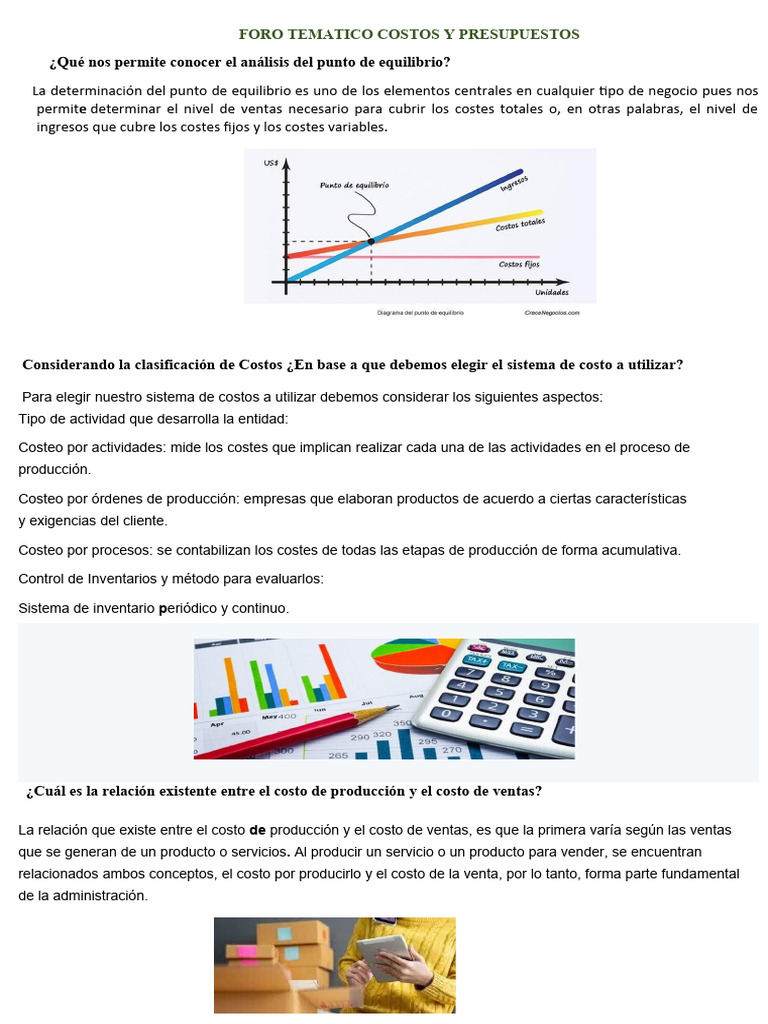 Foro Tematico Costos y Presupuestos | PDF | Presupuesto | Business
