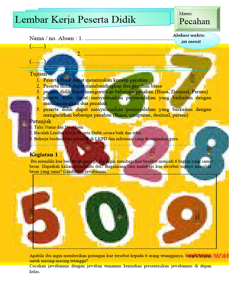 5.LKPD Pecahan.... | PDF | Metode & Bahan Ajar