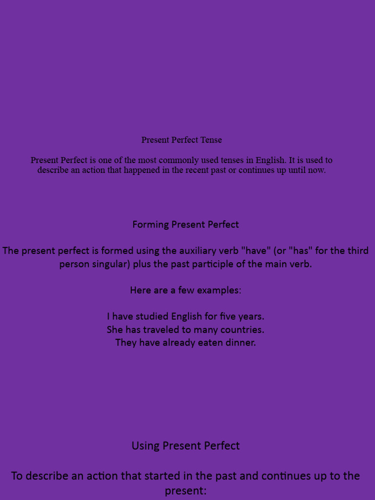Present Perfect Tense | PDF