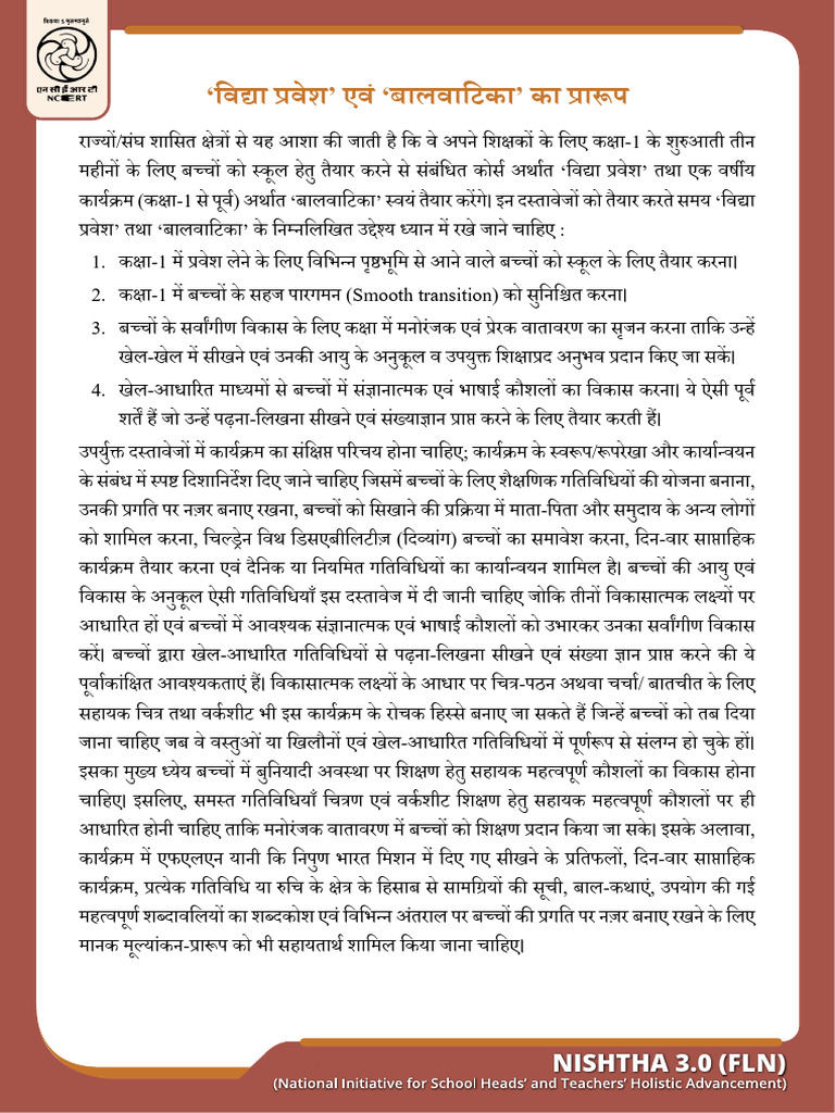 5 6 Hin Format of The Vidyapravesh Balvatika | PDF