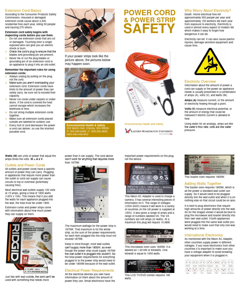 Power Cord and Power Strip Safety | PDF | Ac Power Plugs And Sockets ...
