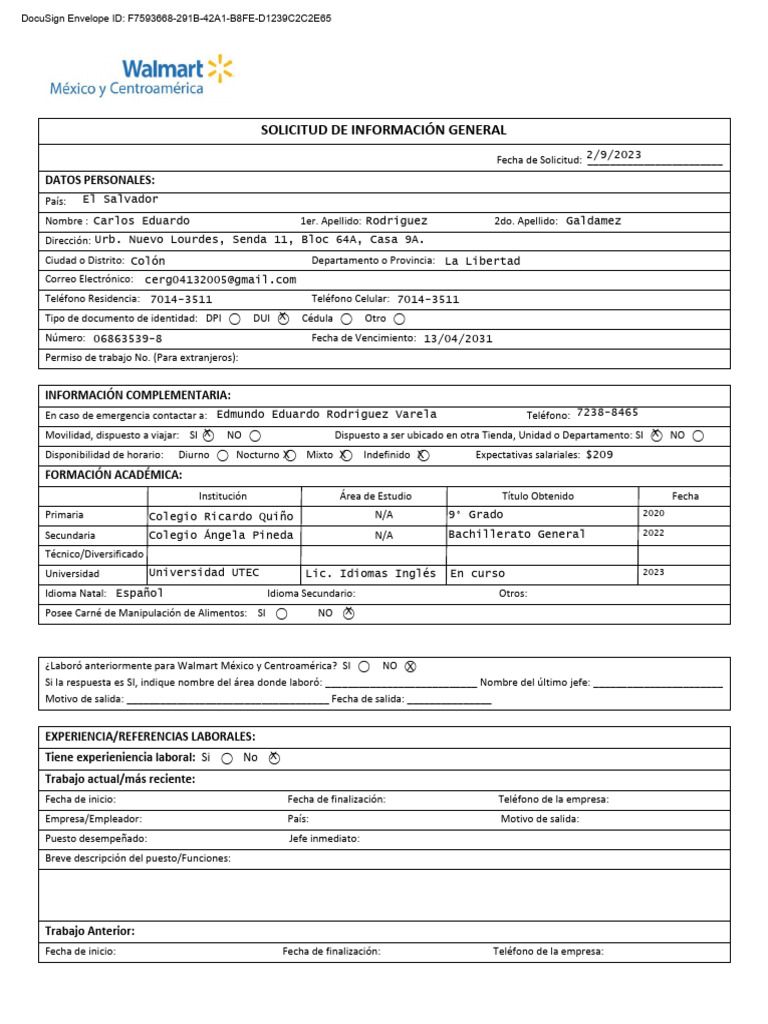 2 Application Form | PDF | Walmart