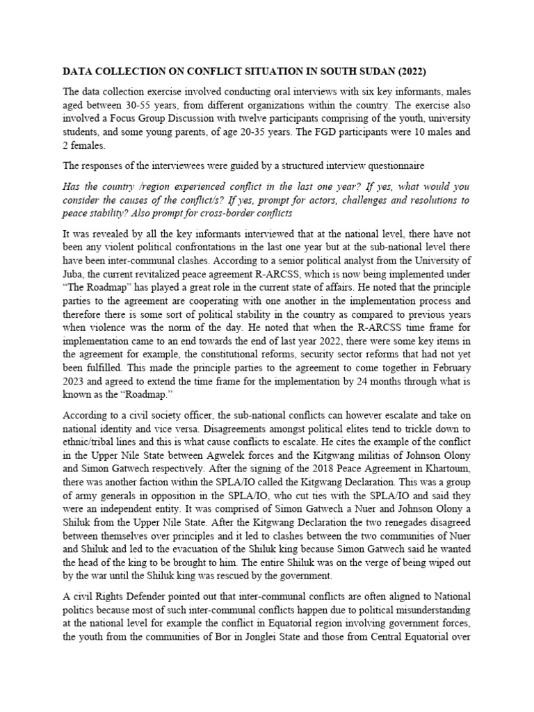 South Sudan 2023 Data Collection Report | PDF | South Sudan | International Relations