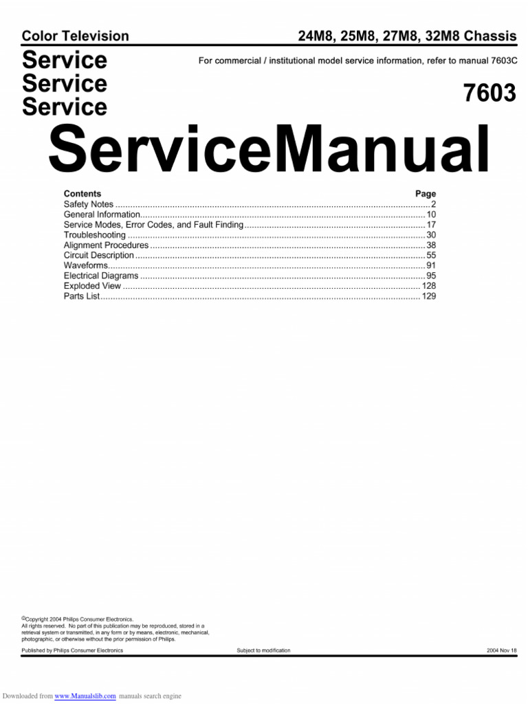 Philips TV 7607 Service Manual | PDF | Electrostatic Discharge | Vacuum ...