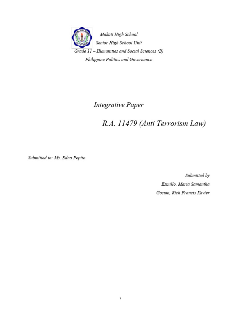 11 HUMSS B Integrative Paper | PDF | Rodrigo Duterte | National Security