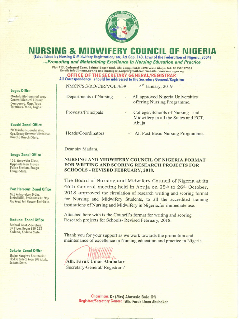 2019 NMCN Research Project Format Circular Must Read | PDF