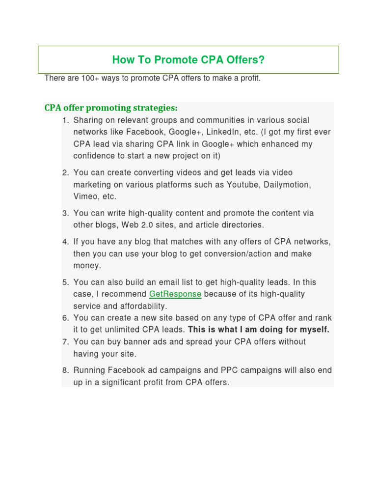 How To Promote CPA Offers Written by Rox | PDF | Search Engine ...