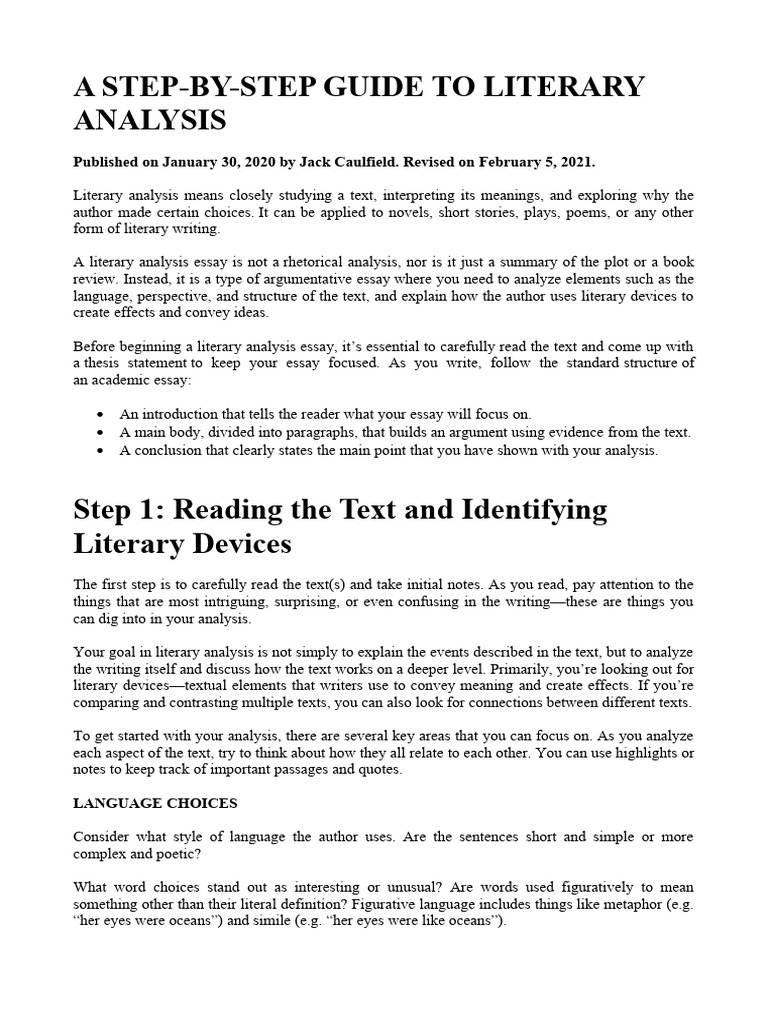 A Step-by-Step Guide To Literary Analysis | Download Free PDF | Narration | Essays