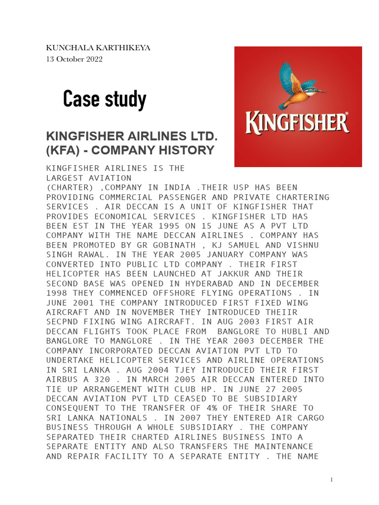 Case Study Kingfisher | PDF | Airlines | Economies