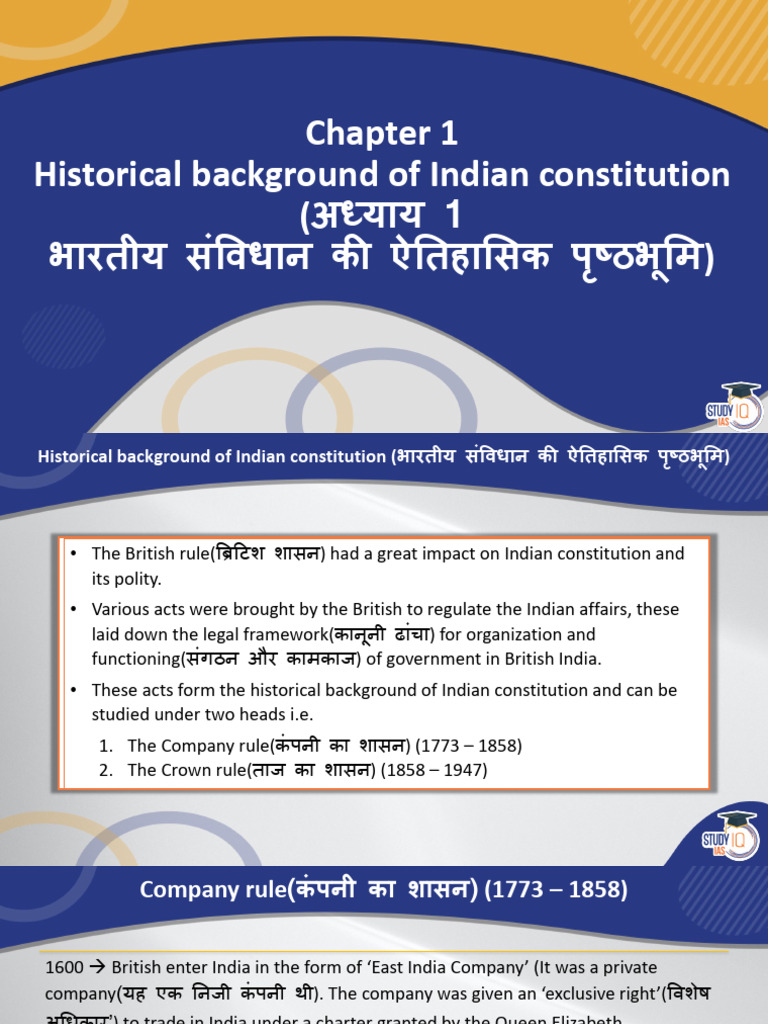 L1 PPT Historical Background of Indian Constitution 1671583275 | PDF ...