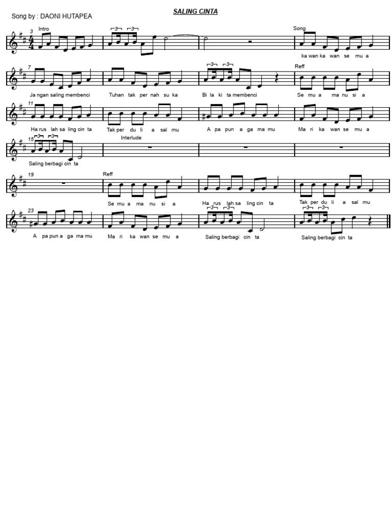 Kila 2022 Partiture Saling Cinta | PDF