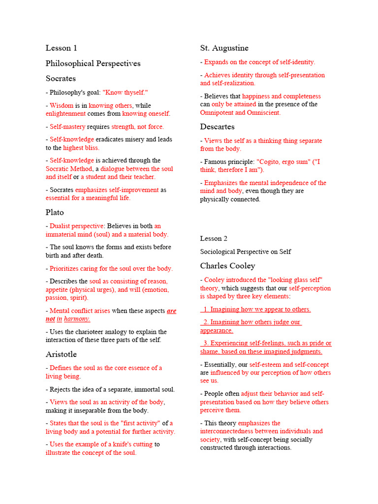 Gen 002 Reviewer Prelims | PDF | Self | Thought