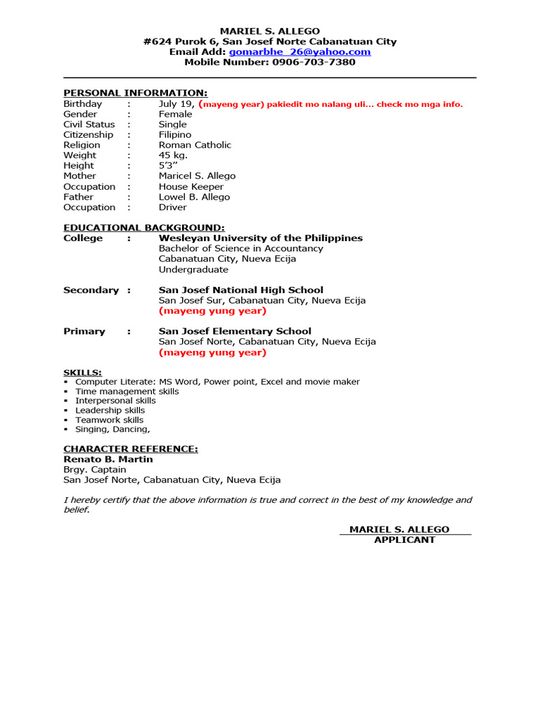 Mariel S. Allego Resume | PDF Mariel S. Allego Resume | PDF