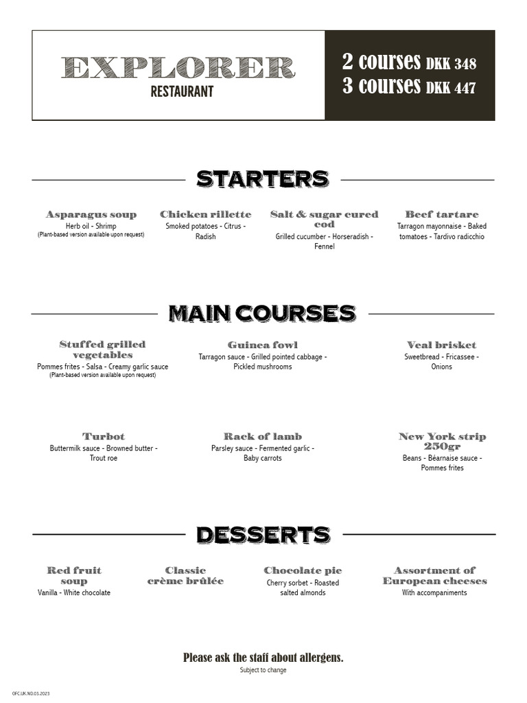 Explorer Menu UK 03 2023 | Download Free PDF | Sauce | Pickling