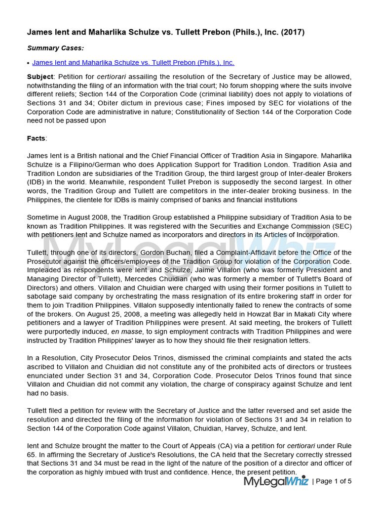 Ient vs. Tullett: Certiorari Overview | PDF | Statutory Interpretation ...