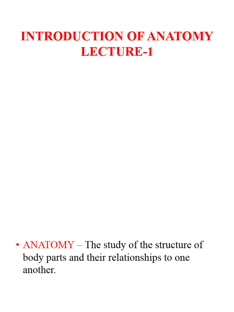Introduction To Anatomy-1 | PDF | Human Body | Anatomical Terms Of Location