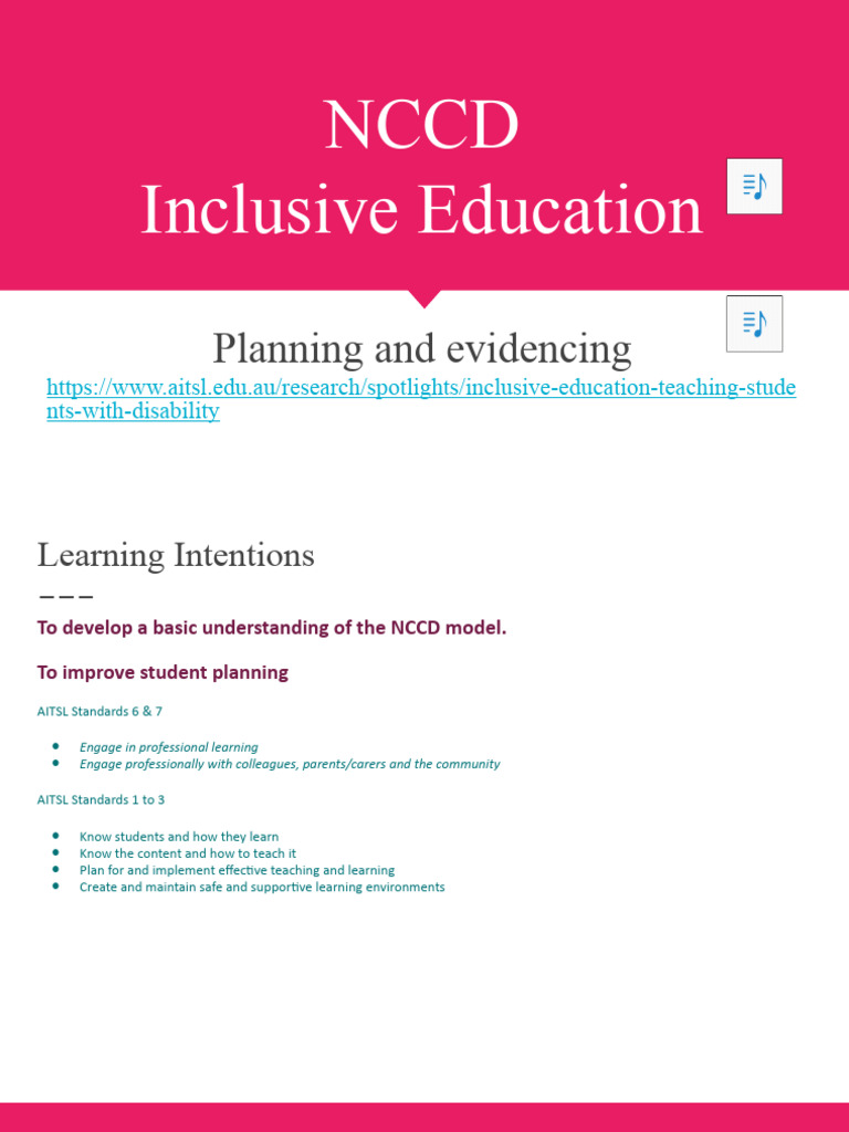 EDFD462 Week 7 NCCD Lecture 2023 | PDF | Disability | Inclusion (Education)