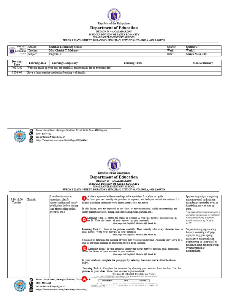 WHLP English 2 Week 1 8 Q3 | PDF | Cognition | Human Communication