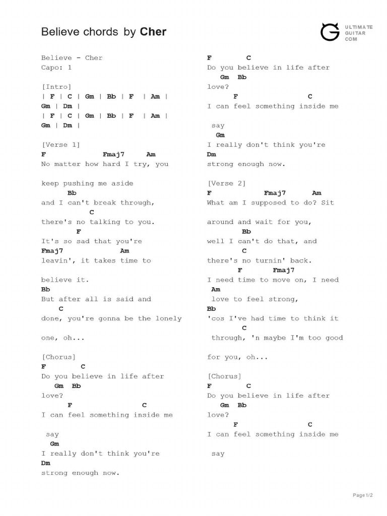 Believe Chords Pdf