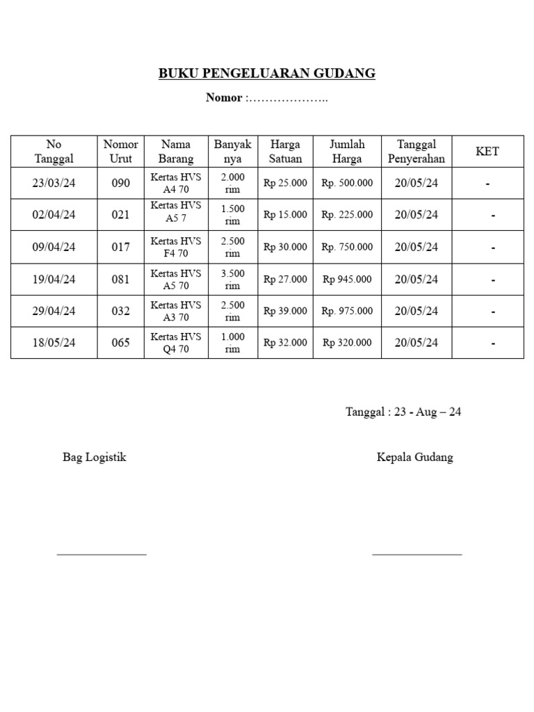 Buku Pengeluaran Barang | PDF