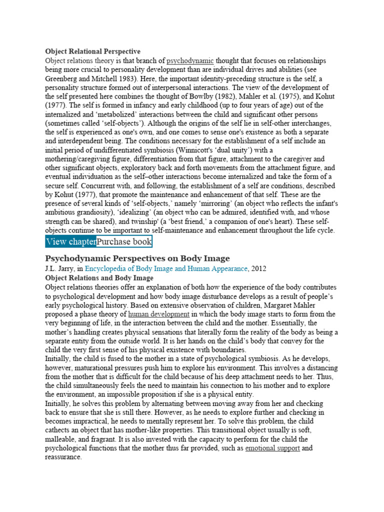 Object Relation Download Free Pdf Psychoanalysis Object Relations Theory