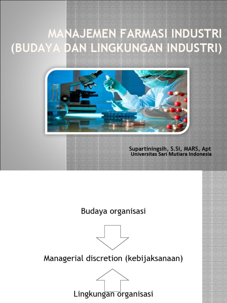Pertemuan 15. Manajemen Industri Farmasi (Budaya Dan Lingkungan Industri) | PDF