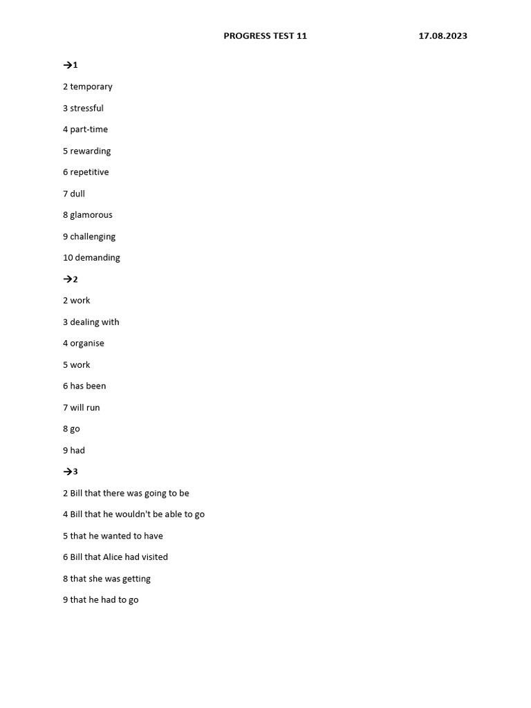 Progress Test 11: Language Skills Assessment | PDF | Art