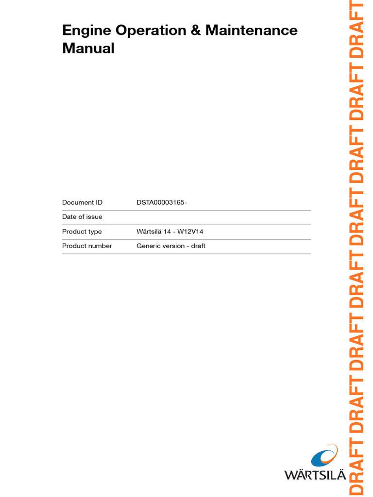 Wartsila 12V14 Engine Operation & Maintenance Manual | PDF | Screw | Engines