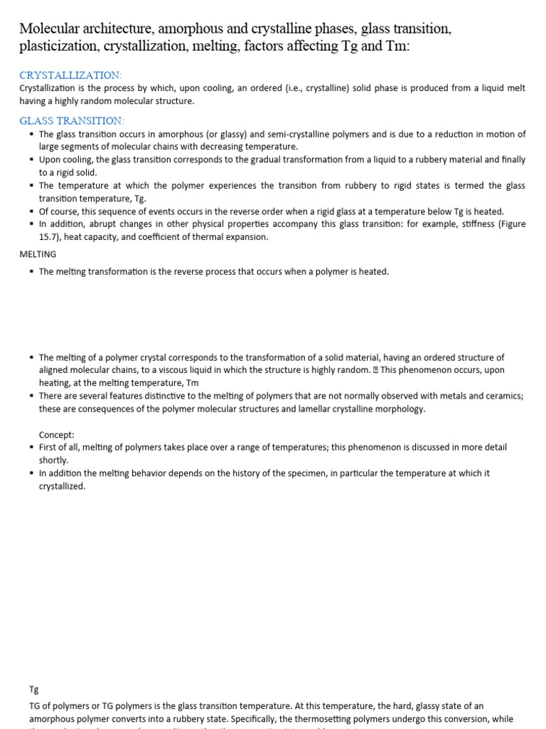 Molecular Architecture Pdf Polymers Melting
