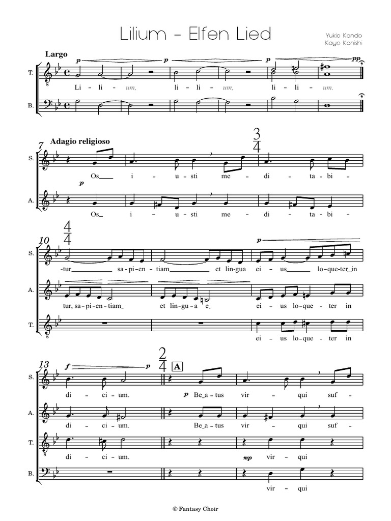 Lilium Lyrics from Elfen Lied | PDF