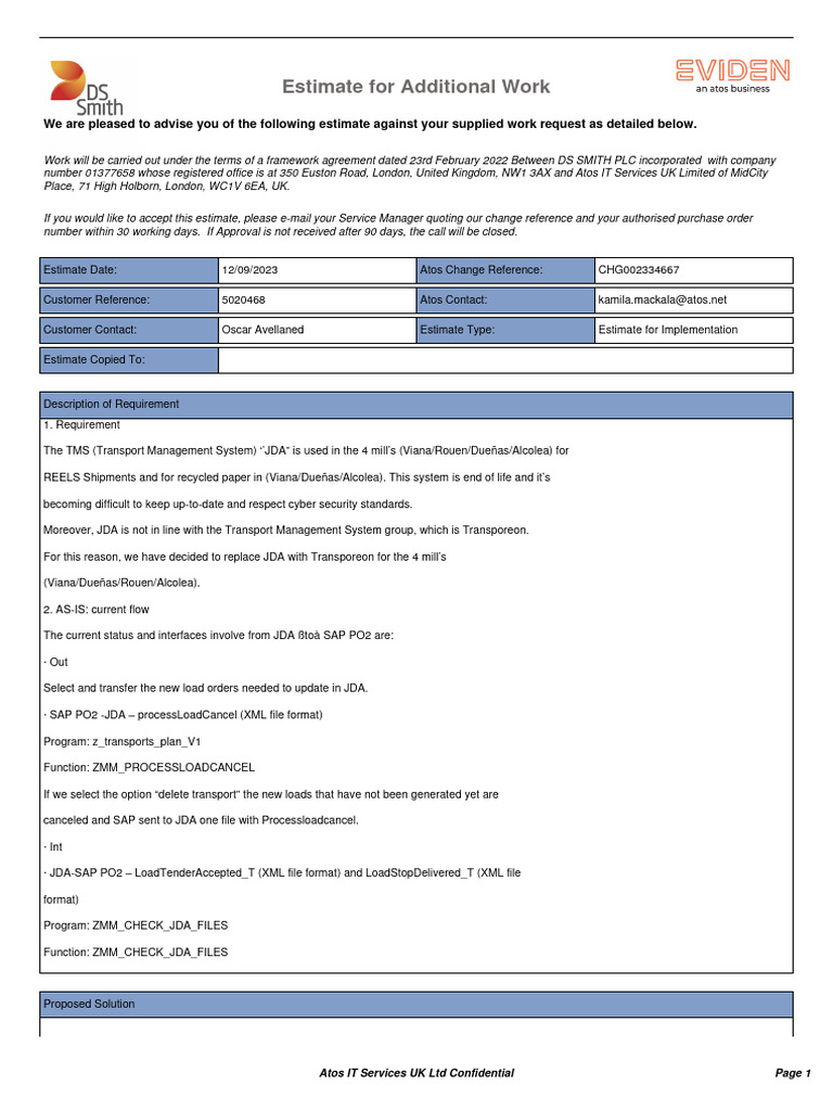 CHG002334667 - Adapting JDA Interfaces To Transporeon - Implementation | PDF | Specification ...