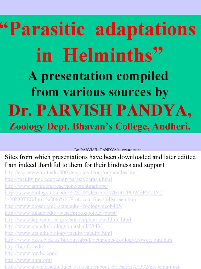 8 Parasitic Adaptations in Helminths | PDF | Nematode | Organisms