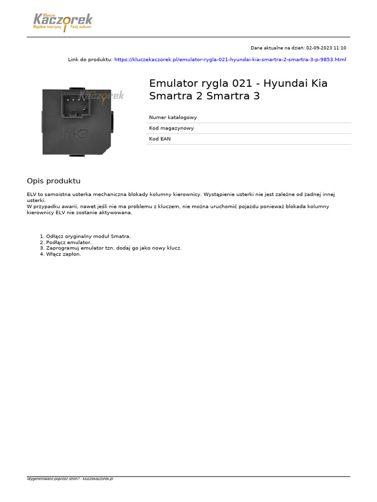 Emulator Rygla 021 Hyundai Kia Smartra 2 Smartra 3 | PDF