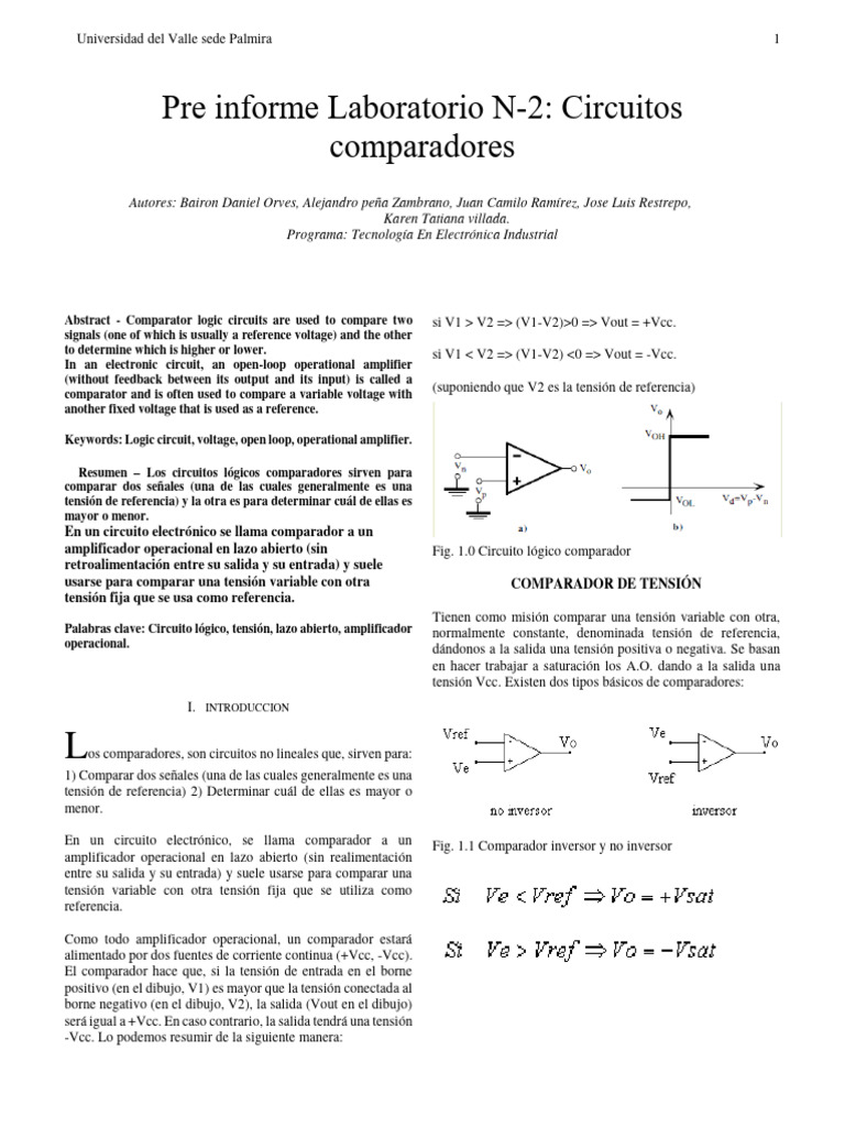 Circuitos Comparadores en Electrónica | PDF | Ciencias de la ...
